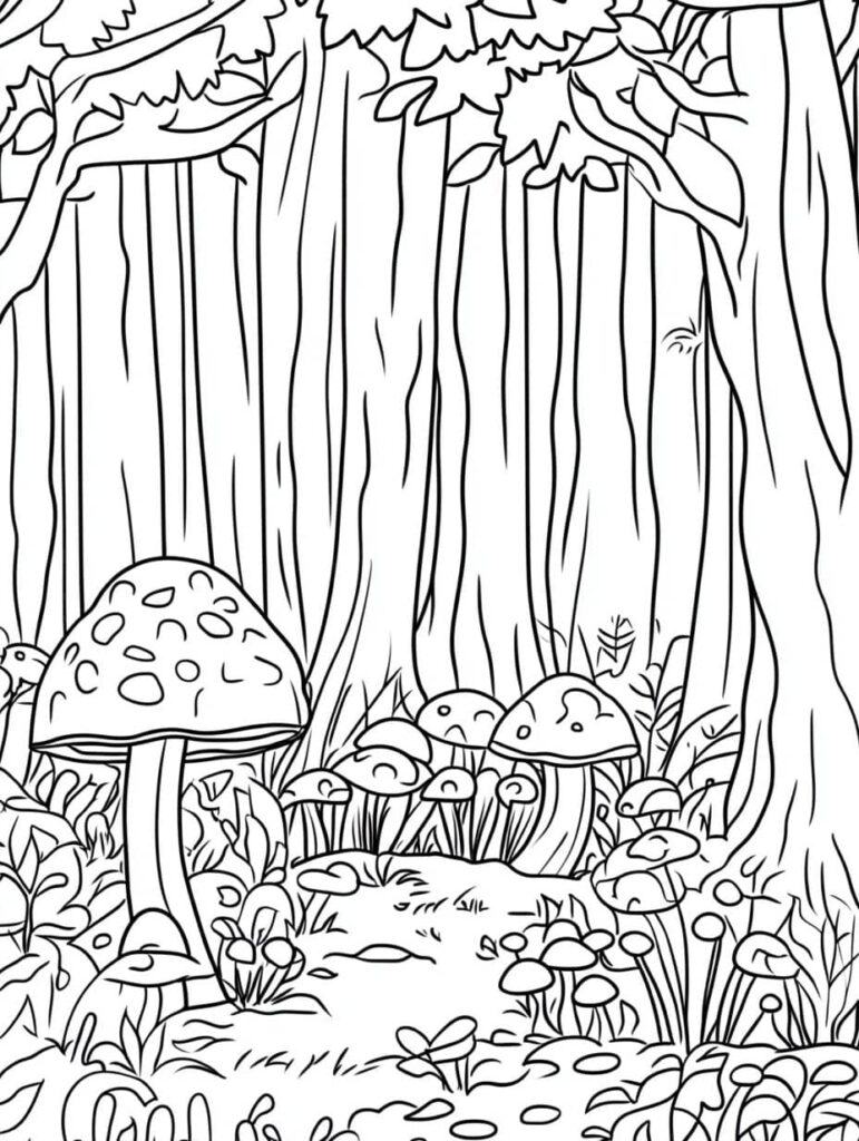 Coloriage Forêt pour explorer la biodiversité - Coloriageenfants.com