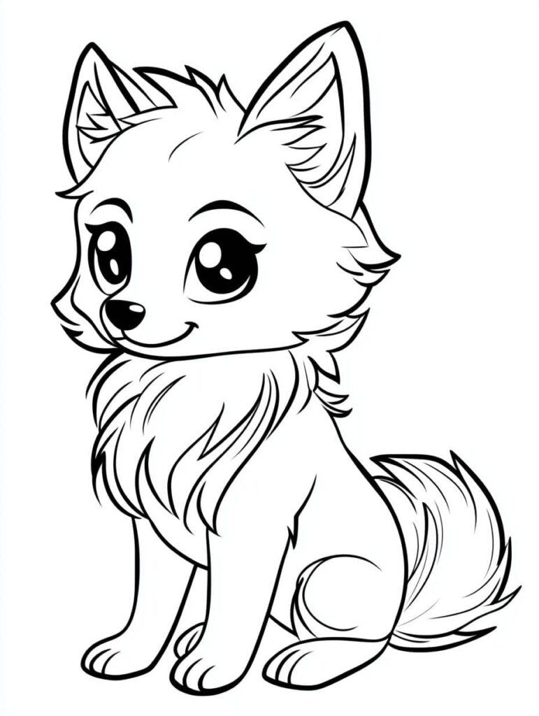 Coloriage Loup pour explorer la nature - Coloriageenfants.com