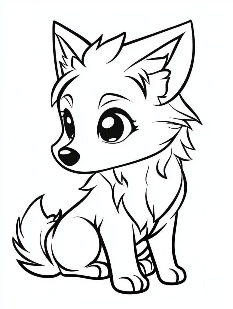Coloriage Loup pour explorer la nature - Coloriageenfants.com