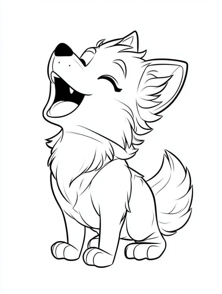 Coloriage Loup pour explorer la nature - Coloriageenfants.com