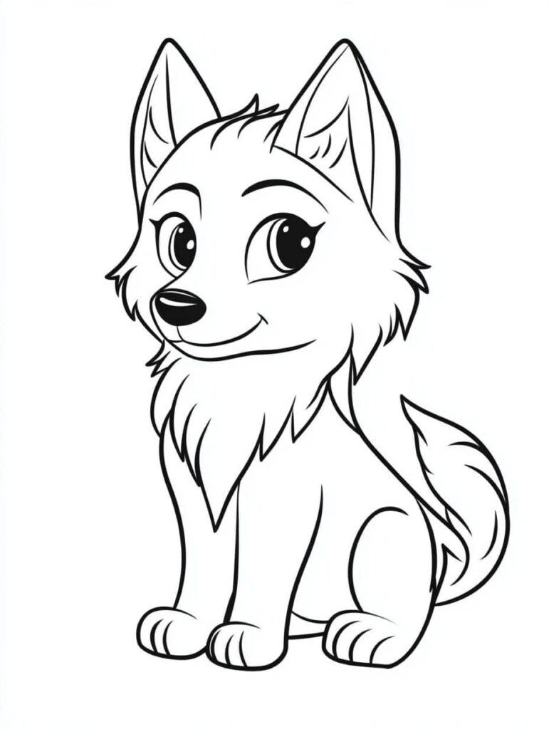 Coloriage Loup pour explorer la nature - Coloriageenfants.com