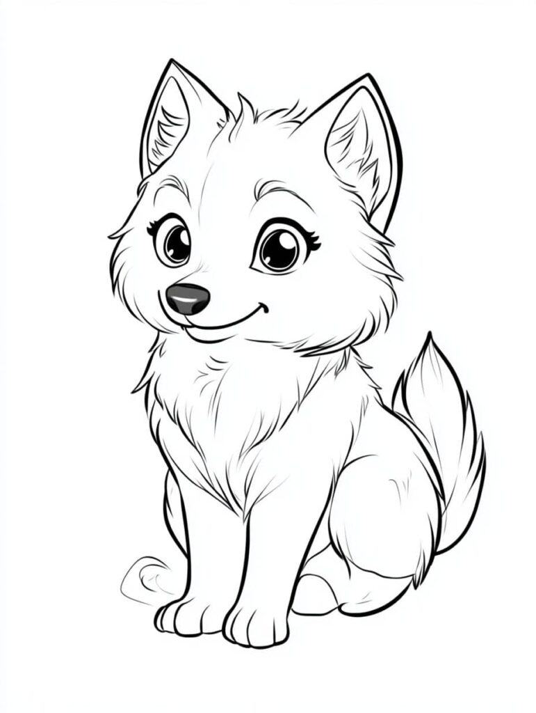 Coloriage Loup pour explorer la nature - Coloriageenfants.com