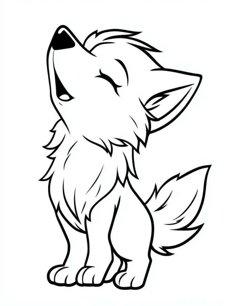 Coloriage Loup pour explorer la nature - Coloriageenfants.com