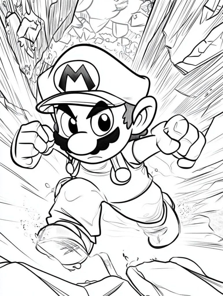Explorez l'univers coloré du Coloriage Mario - Coloriageenfants.com