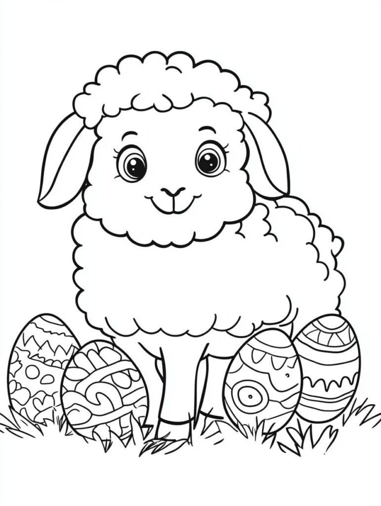 Découvrez le Coloriage Pâques joyeux - Coloriageenfants.com
