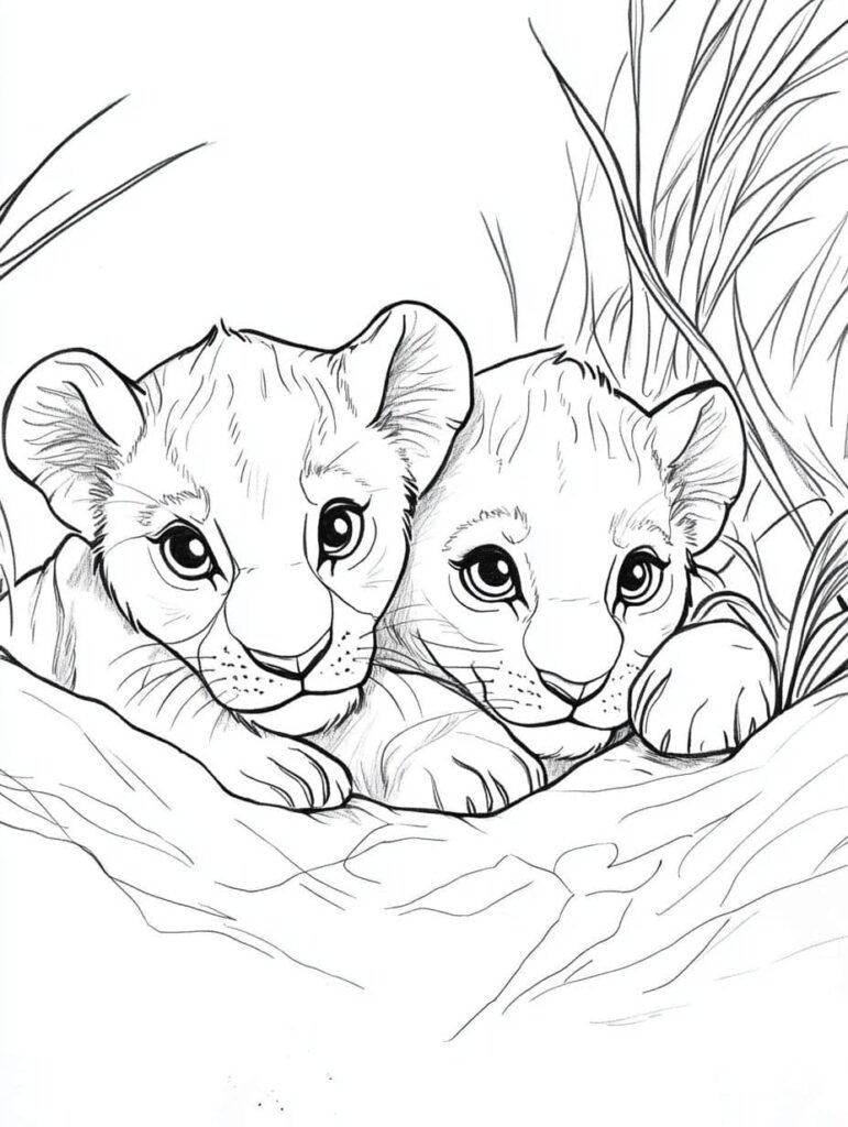 Coloriage Lion pour stimuler l'imagination - Coloriageenfants.com