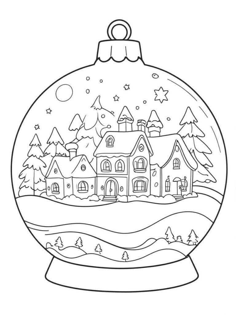 Desenho para colorir bola de natal com padrões festivos ...
