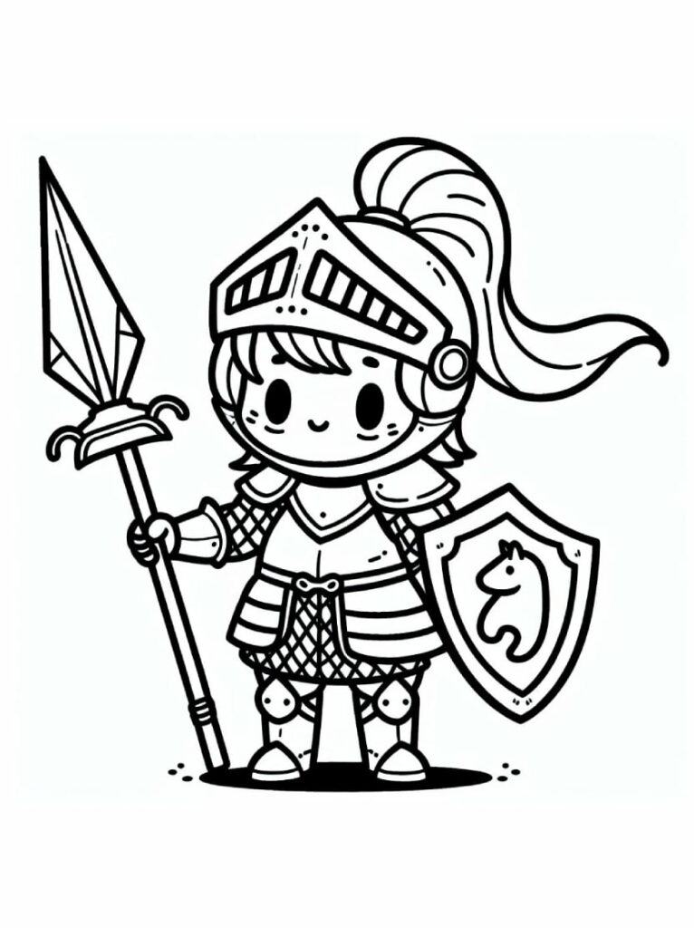 Coloriage Chevalier Amusant - Coloriageenfants.com