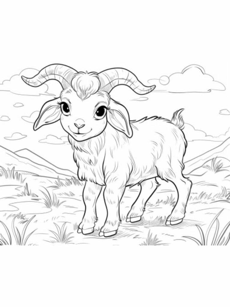 Coloriage Chèvre Amusant - Coloriageenfants.com