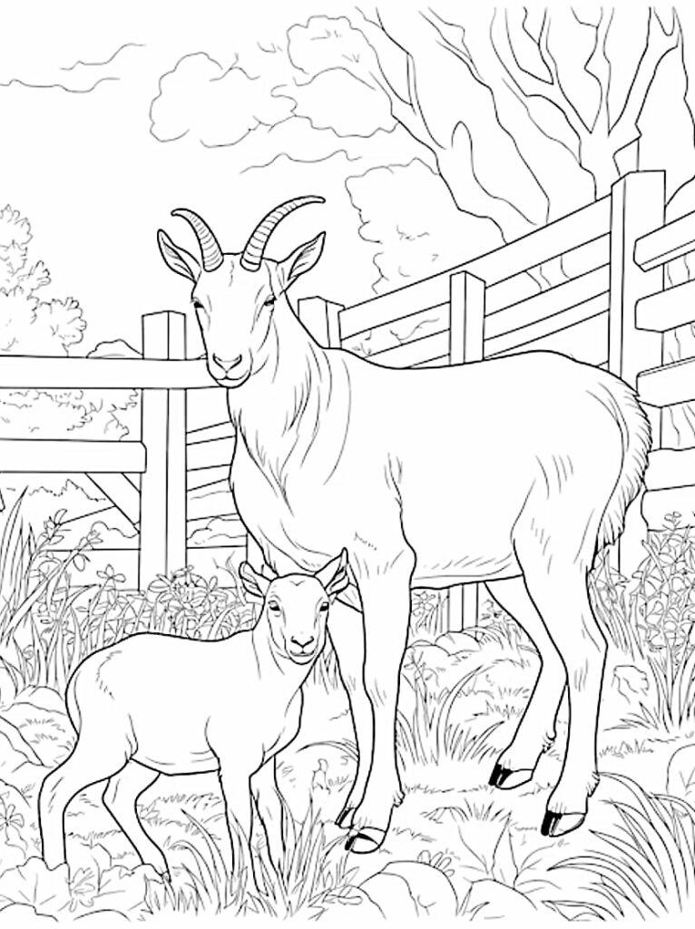 Coloriage Chèvre Amusant - Coloriageenfants.com