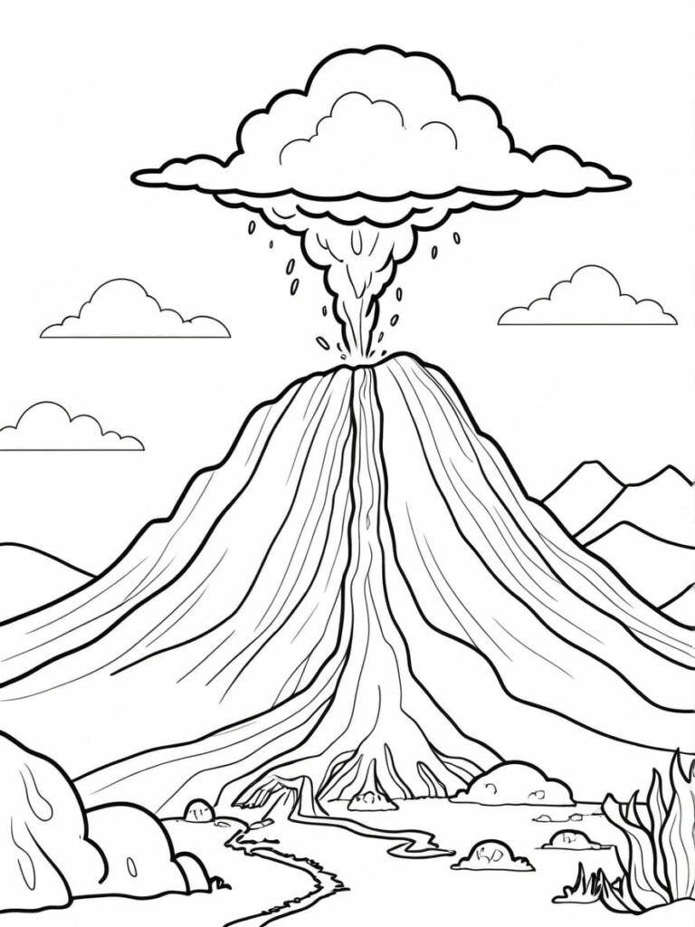 Coloriage Volcan pour explorer les forces de la nature ...