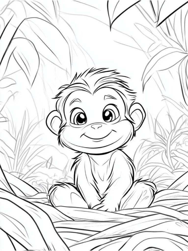 Dibujos para colorear de la jungla con animales exóticos - Coloriageenfants.com