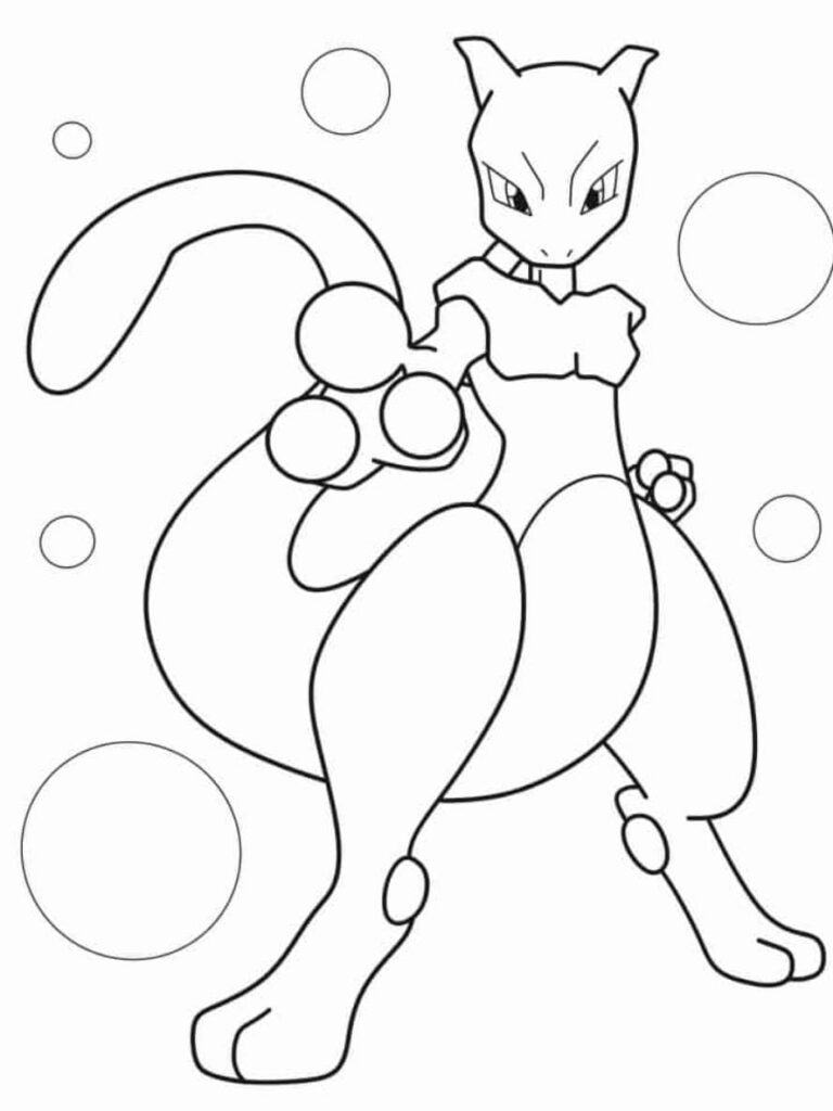 ポケモンファンのためのミュウツーの塗り絵 - Coloriageenfants.com