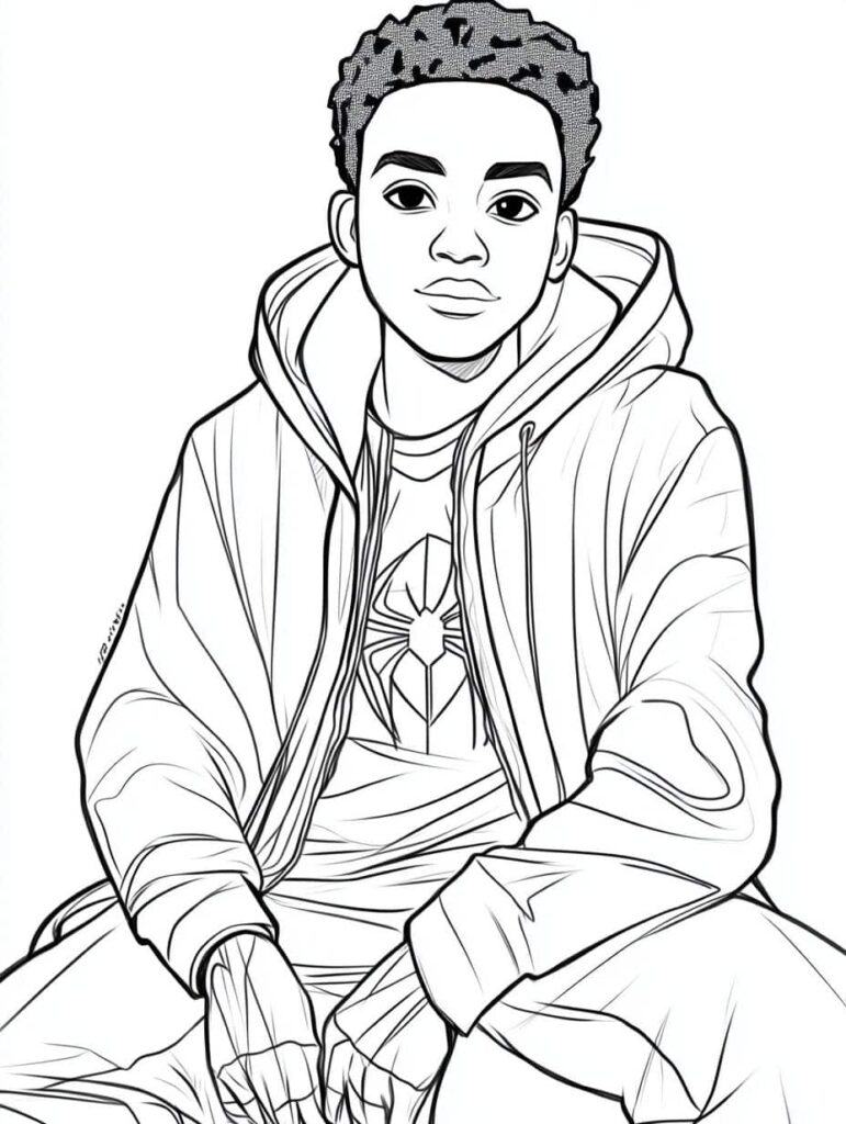 Dibujos para colorear de Miles Morales para fans - Coloriageenfants.com
