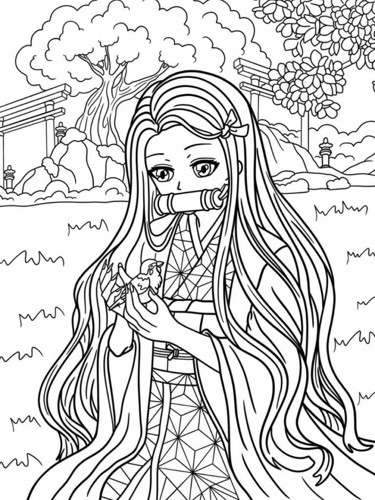 Nezuko Coloring Pages for Demon Slayer Fans - Coloriageenfants.com