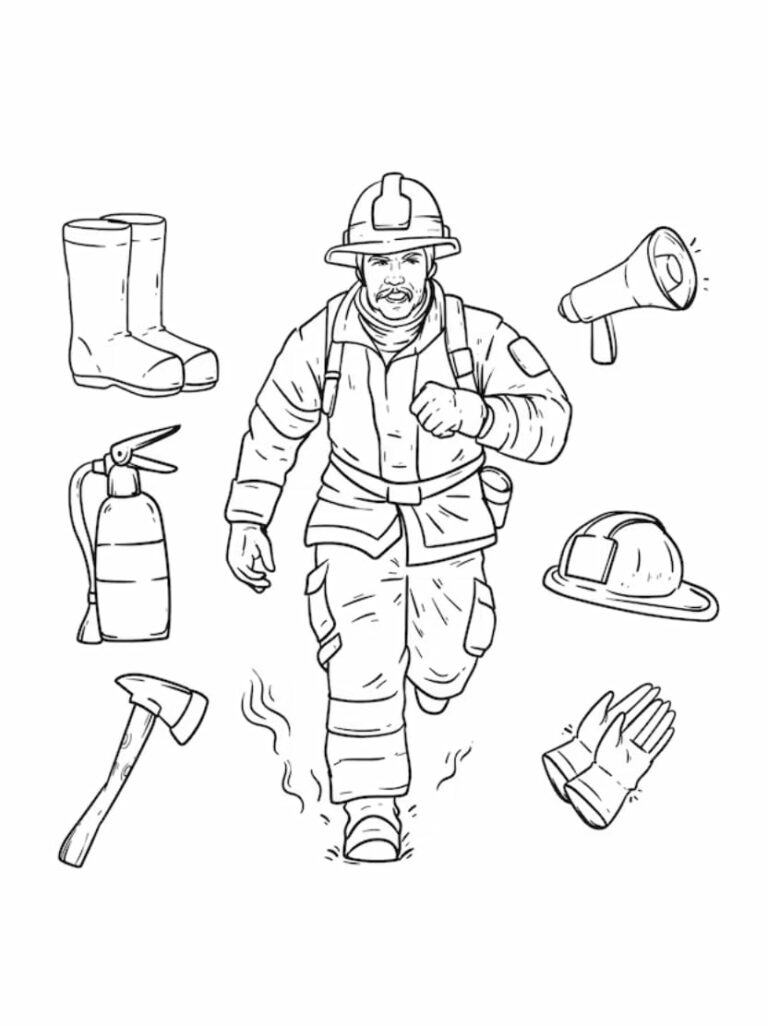 Coloriage Pompier Amusant - Coloriageenfants.com