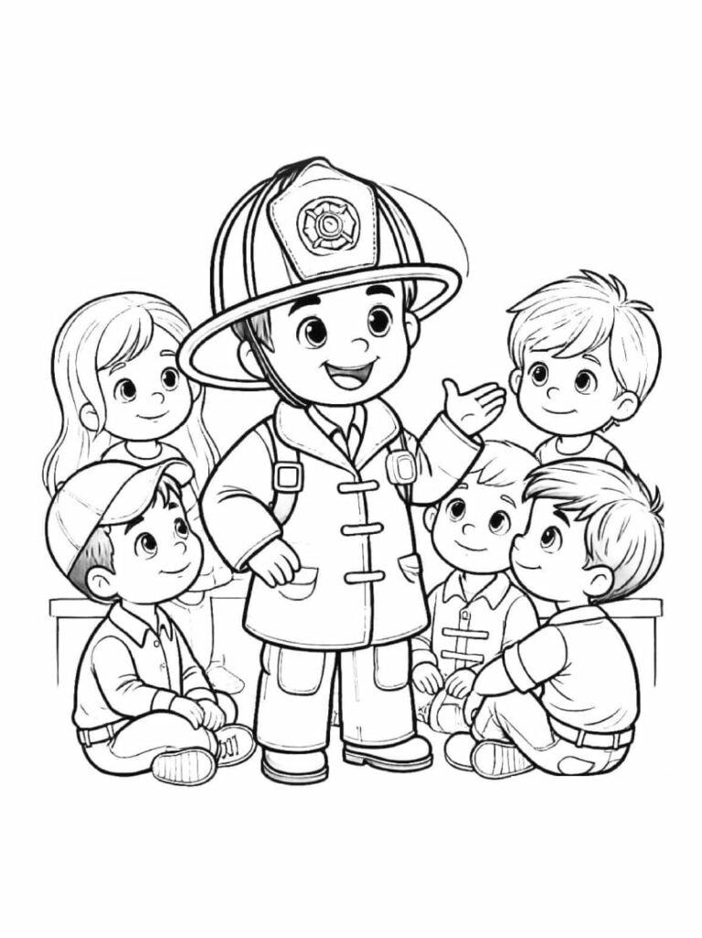 Coloriage Pompier Amusant - Coloriageenfants.com