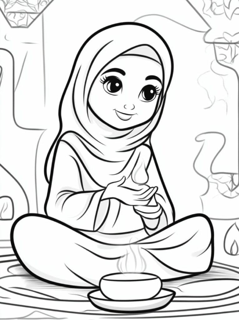 Coloriage Ramadan avec des motifs traditionnels - Coloriageenfants.com