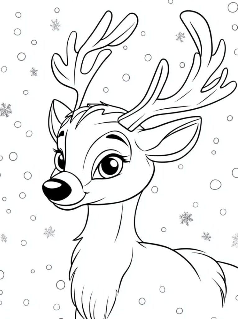 Amusement avec le Coloriage Renne de Noël - Coloriageenfants.com
