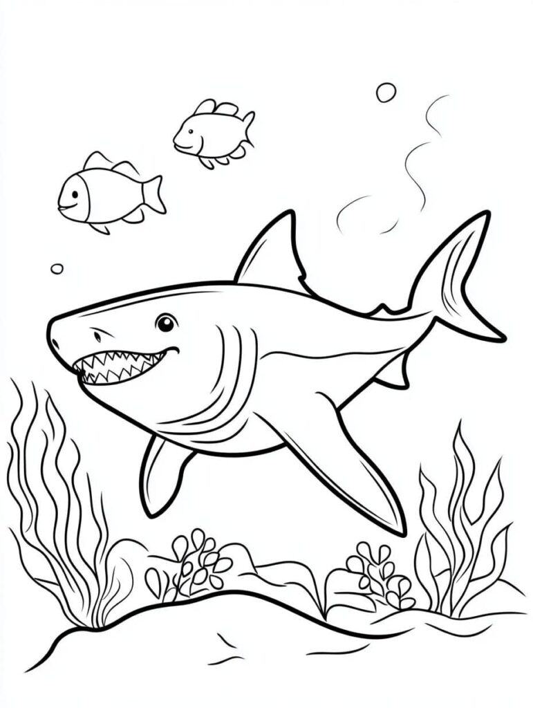 Coloriage Requin pour petits aventuriers - Coloriageenfants.com