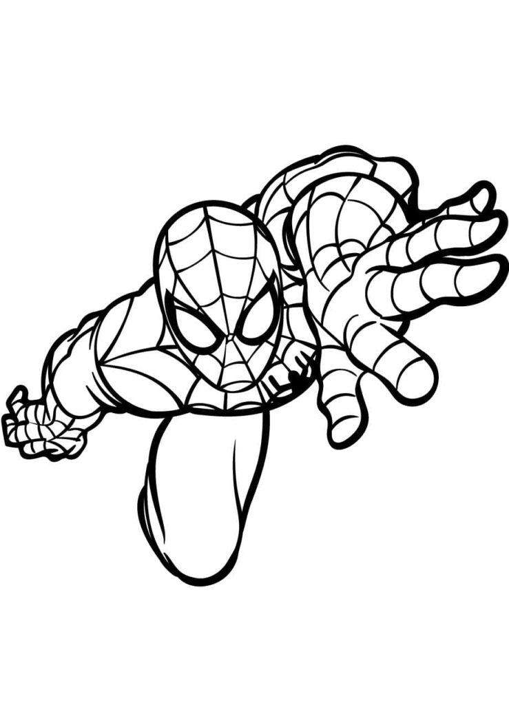 Coloriage Spidey adapté aux jeunes artistes - Coloriageenfants.com