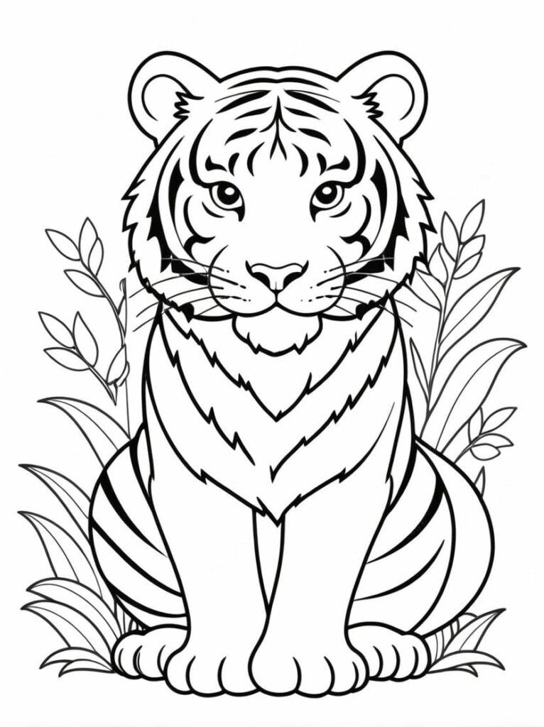 Découvre le Coloriage Tigre - Coloriageenfants.com