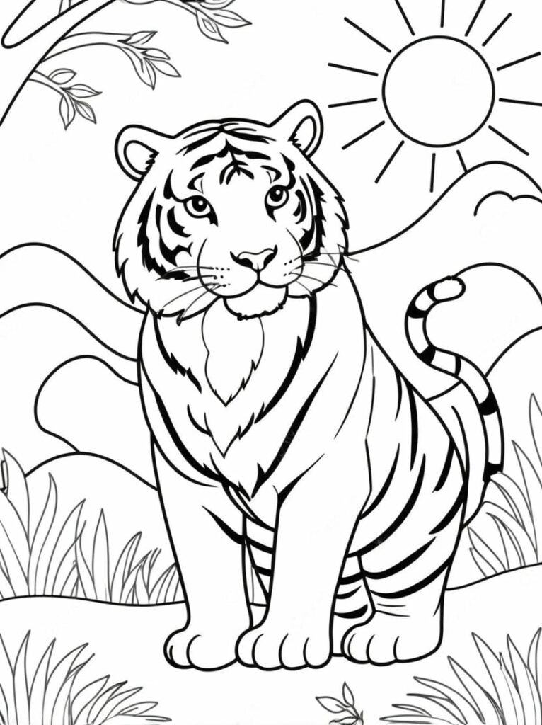 Découvre le Coloriage Tigre - Coloriageenfants.com