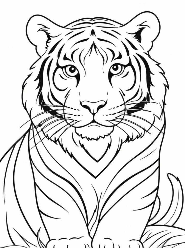 Découvre le Coloriage Tigre - Coloriageenfants.com