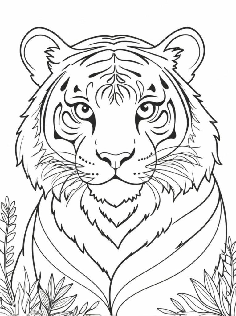 Découvre le Coloriage Tigre - Coloriageenfants.com