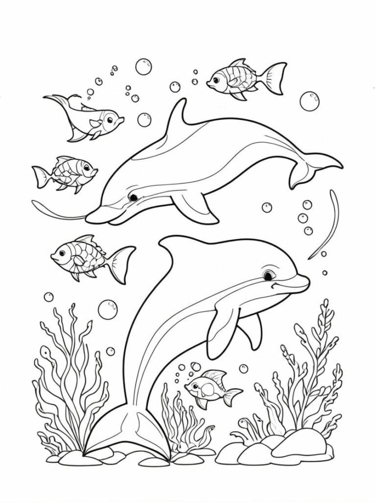 Plaisir avec le Coloriage Dauphin à colorier - Coloriageenfants.com