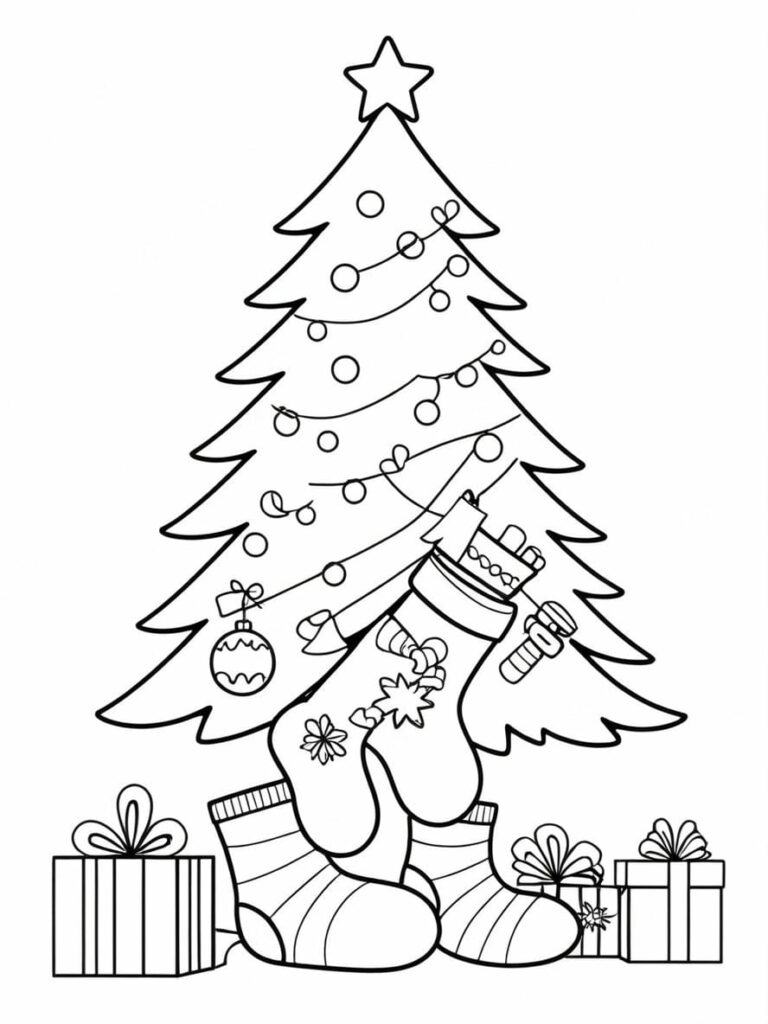 Coloriage Sapin de Noël pour célébrer les fêtes - Coloriageenfants.com