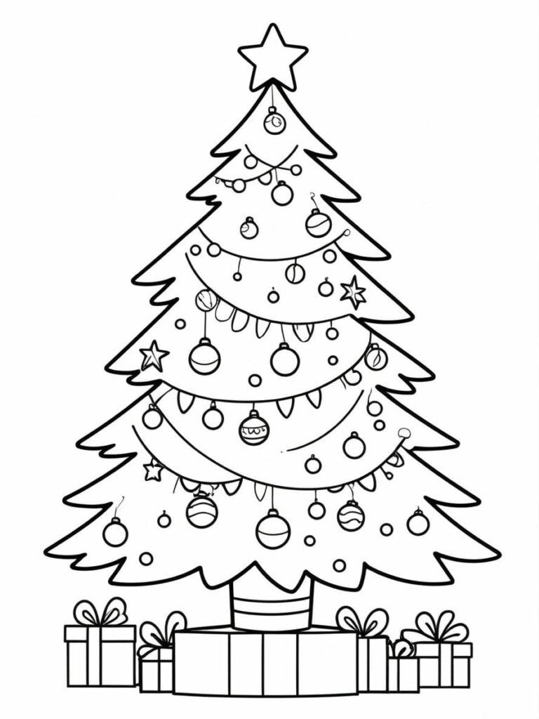 Coloriage Sapin de Noël pour célébrer les fêtes - Coloriageenfants.com