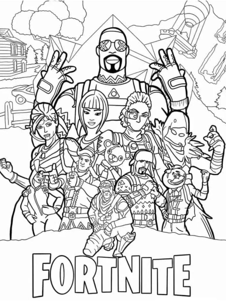 Coloriage Fortnite avec les Skins - Coloriageenfants.com