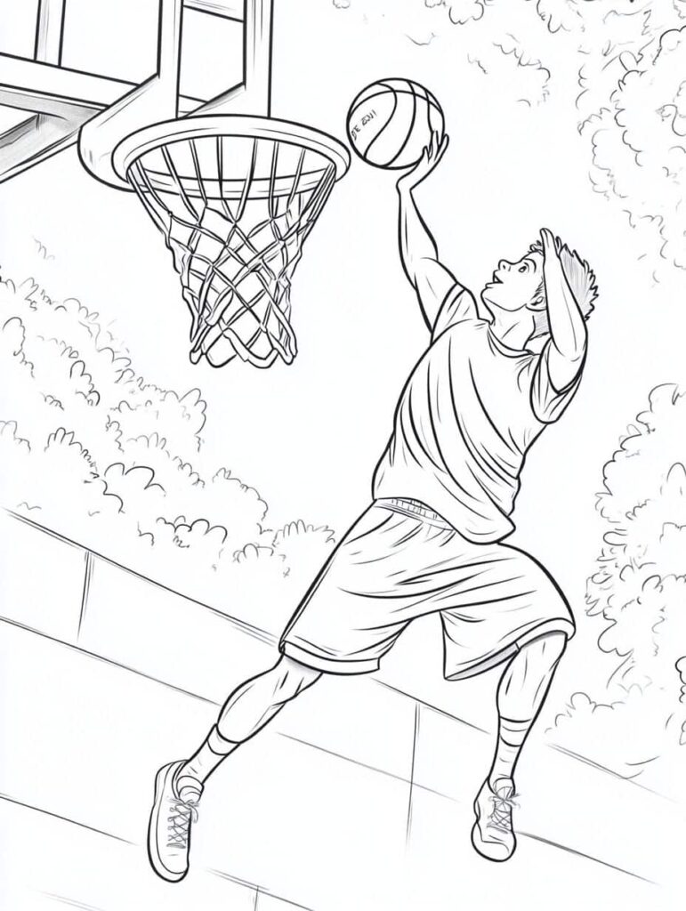 Dibujo para colorear de baloncesto y sus increíbles canastas ...