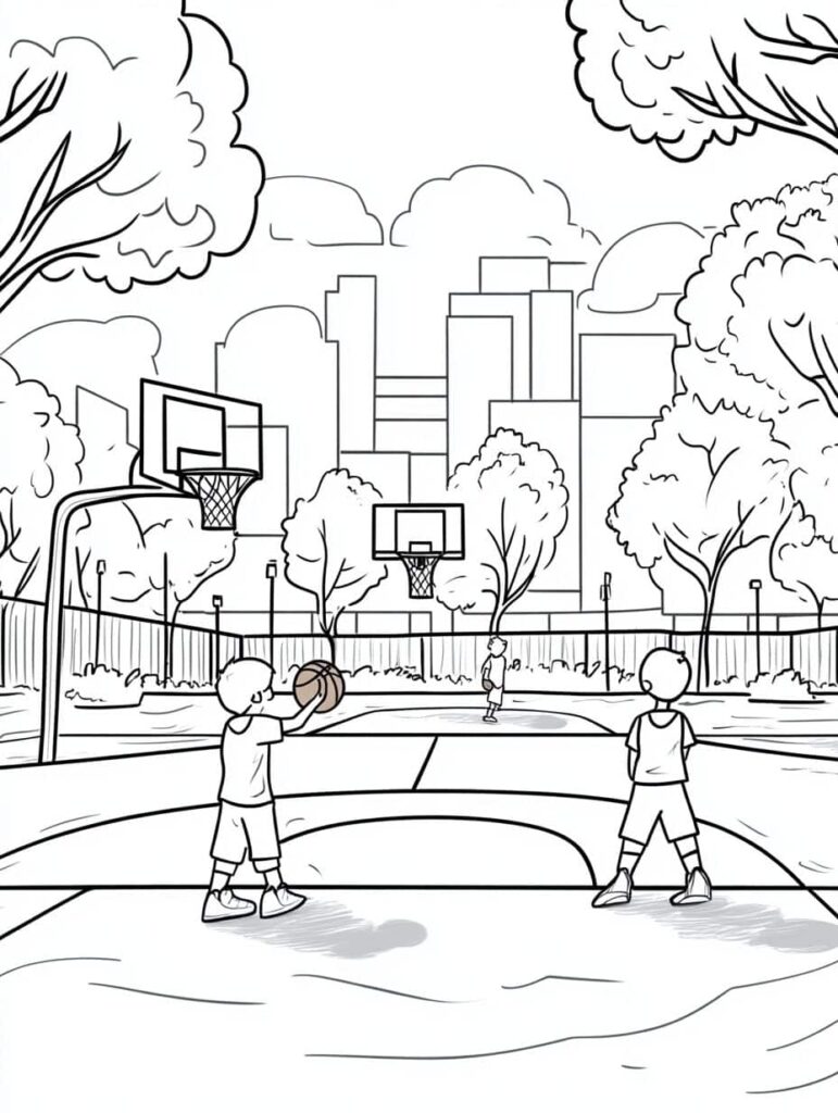 Coloriage Basket et ses paniers incroyables - Coloriageenfants.com