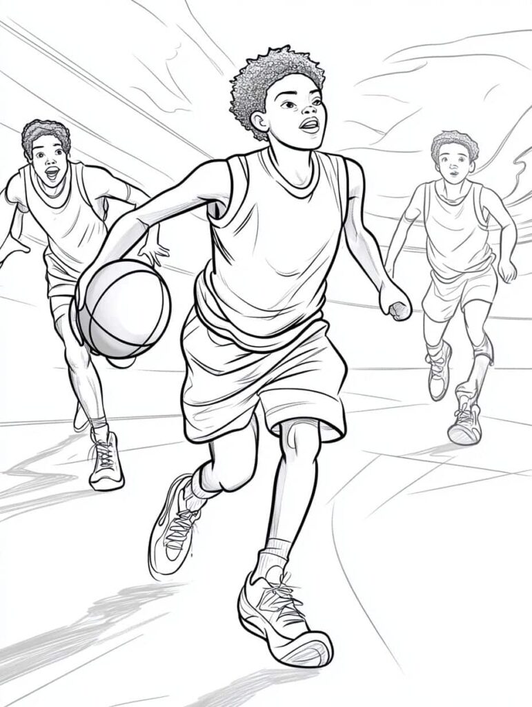 Coloriage Basket et ses paniers incroyables - Coloriageenfants.com