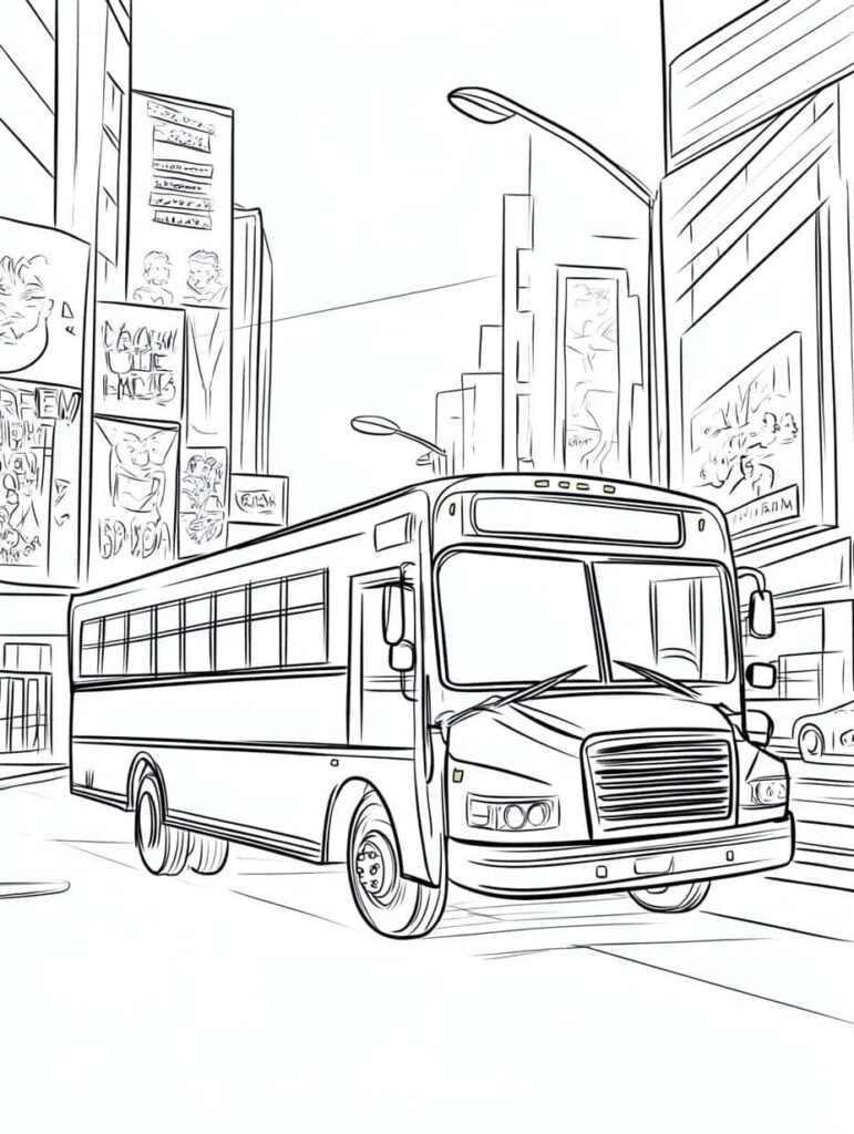 Coloriage Bus et trajets amusants - Coloriageenfants.com