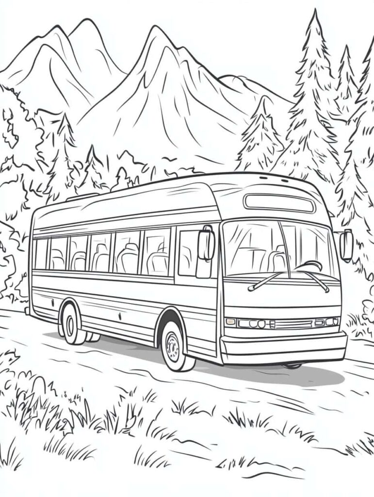 Coloriage Bus et trajets amusants - Coloriageenfants.com