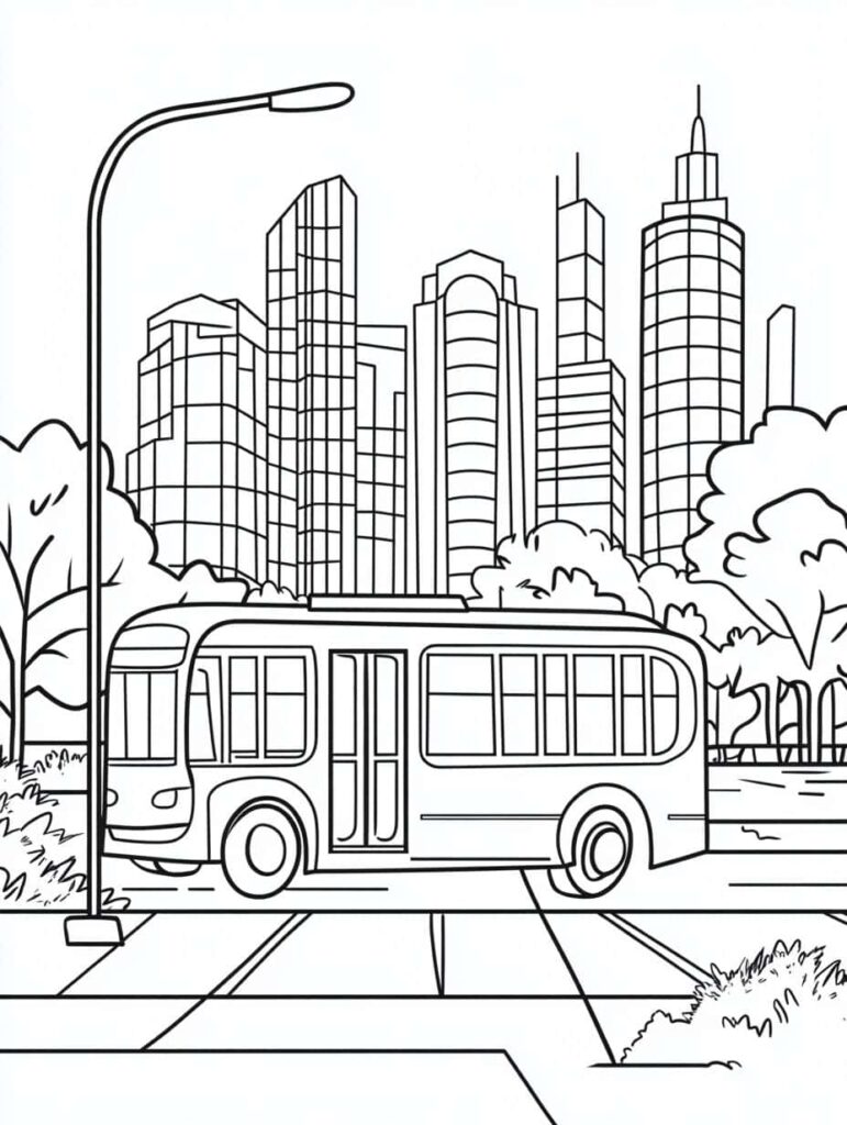 Coloriage Bus et trajets amusants - Coloriageenfants.com