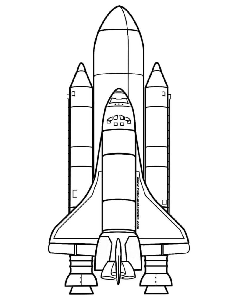 Coloriage fusée et aventures interstellaires - Coloriageenfants.com