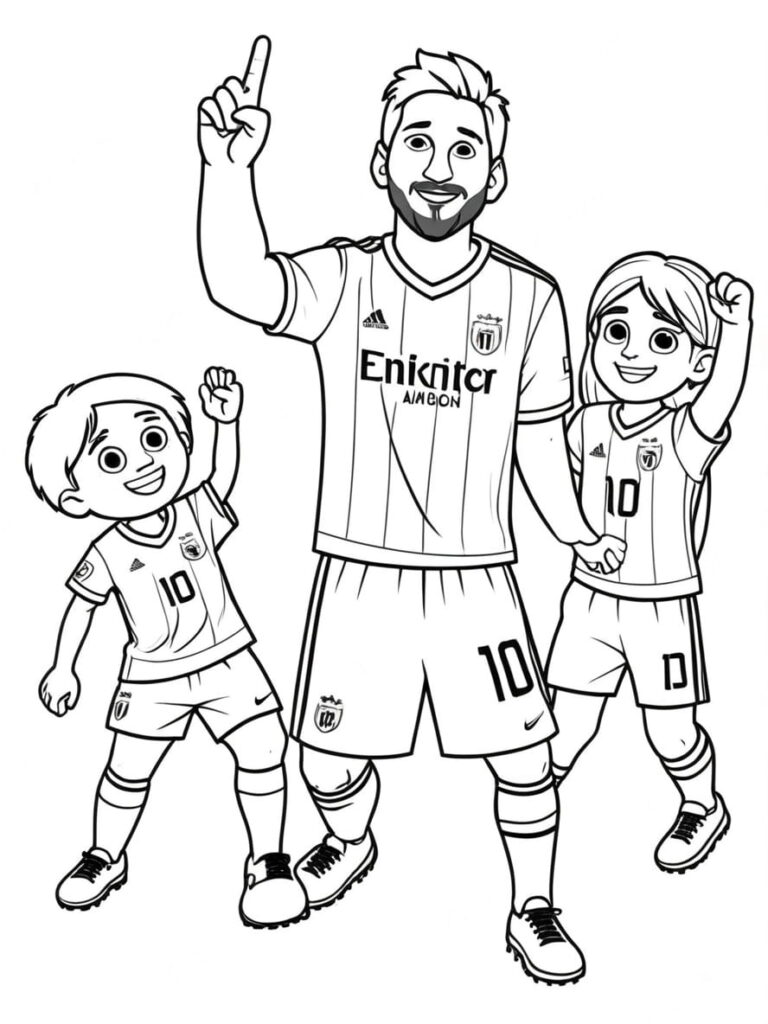 Coloring Messi and his best actions - Coloriageenfants.com