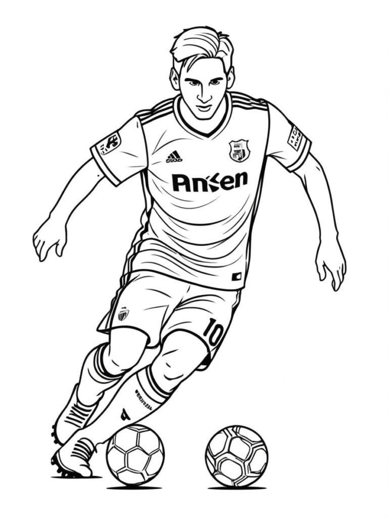 Coloriage Messi et ses plus belles actions - Coloriageenfants.com