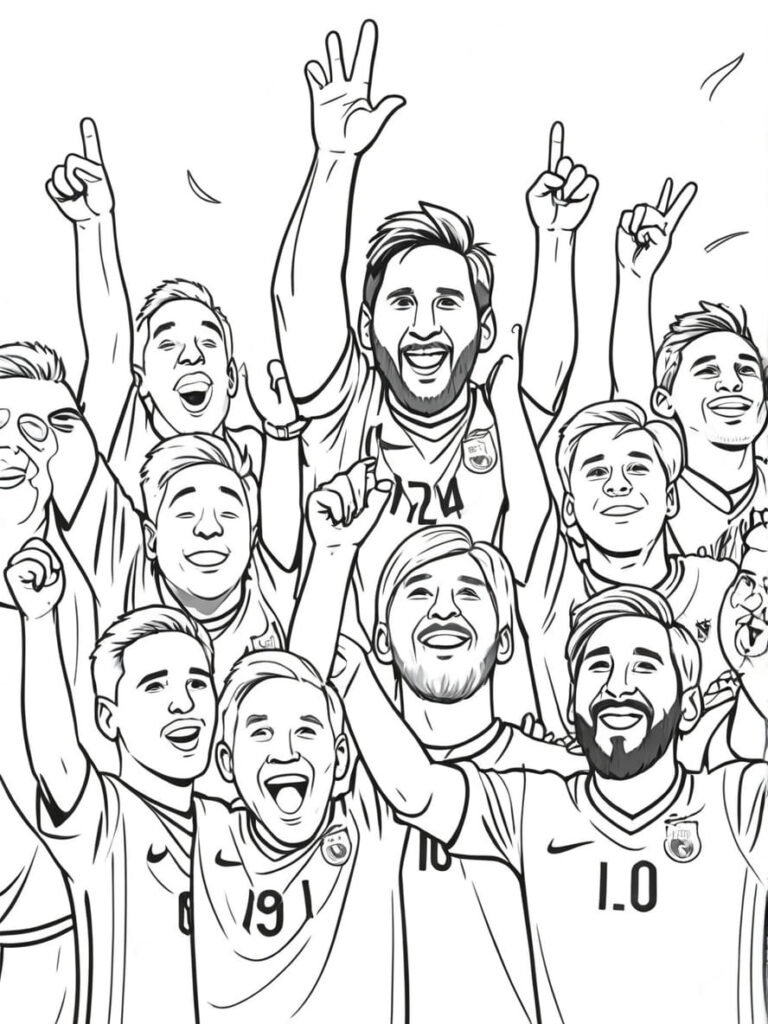 Coloriage Messi et ses plus belles actions - Coloriageenfants.com