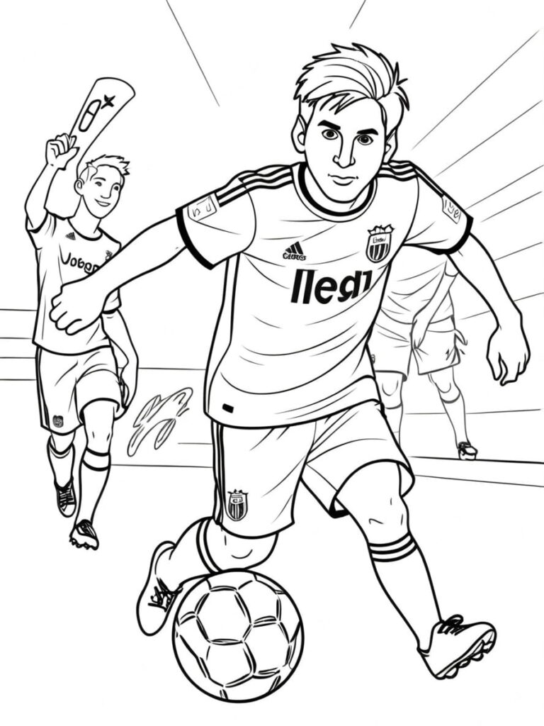 Coloriage Messi et ses plus belles actions - Coloriageenfants.com