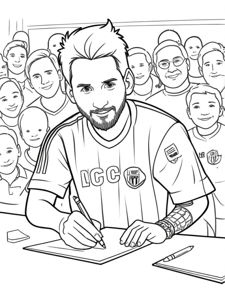 Coloriage Messi et ses plus belles actions - Coloriageenfants.com