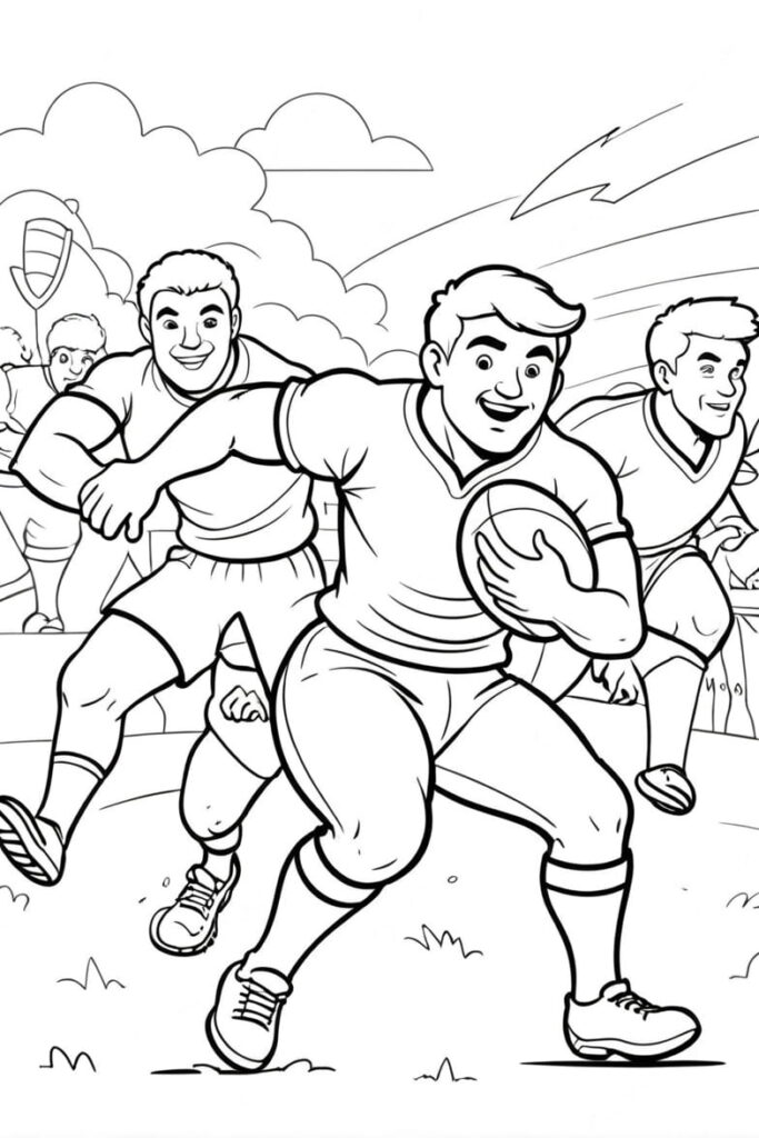 Coloriage Rugby et ses moments épiques - Coloriageenfants.com