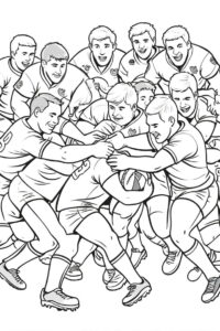 Coloriage Rugby et ses moments épiques - Coloriageenfants.com