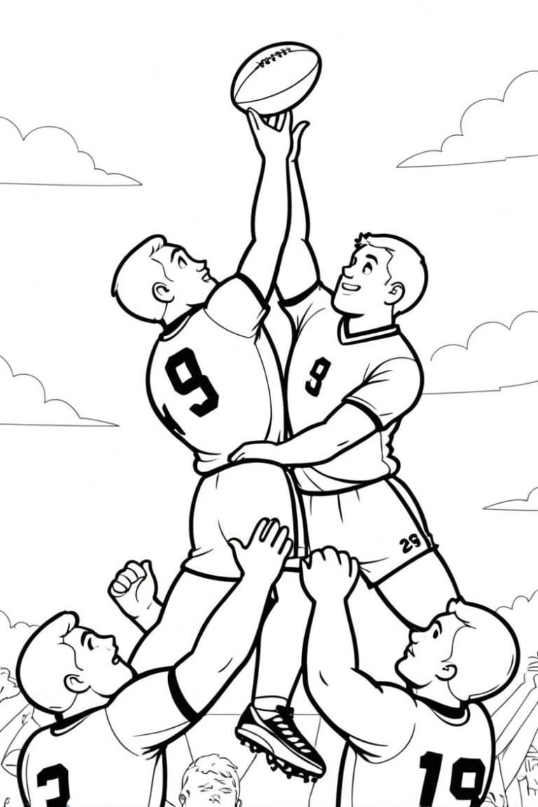 Coloriage Rugby et ses moments épiques - Coloriageenfants.com