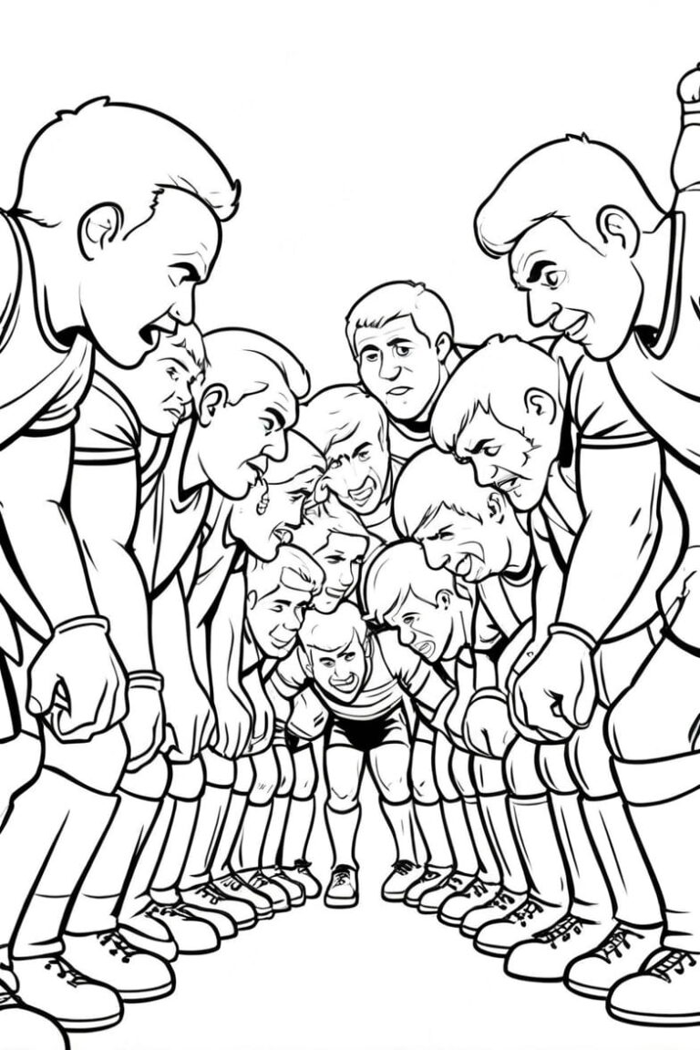 Coloriage Rugby et ses moments épiques - Coloriageenfants.com