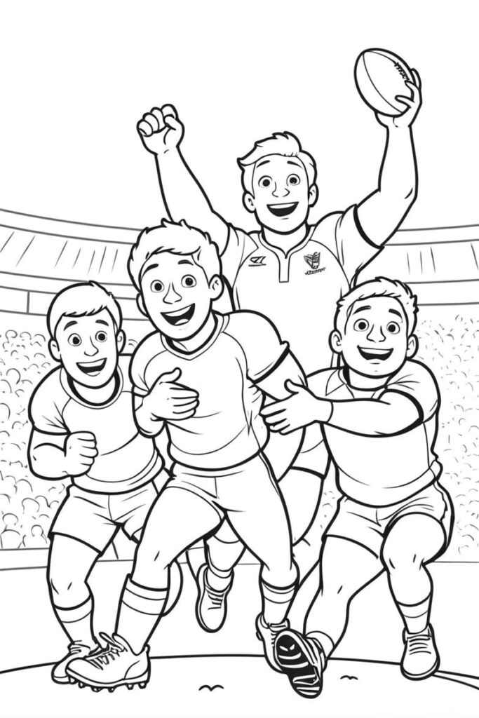 Coloriage Rugby et ses moments épiques - Coloriageenfants.com